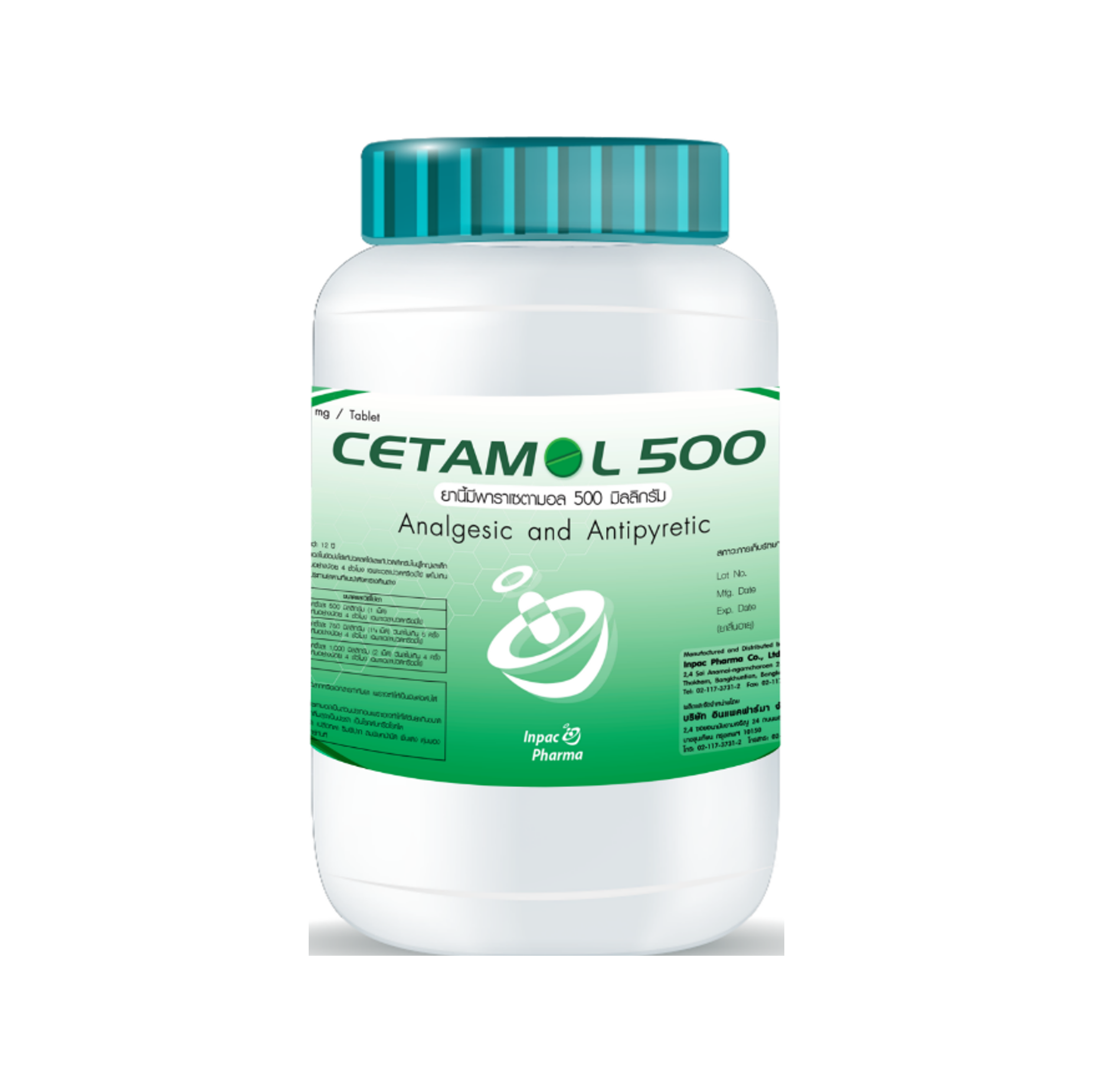 Cetamol 500mg (green) INPAC (Bottle/1000s) – บ้านยาชาลินน์ – Chalynn ...