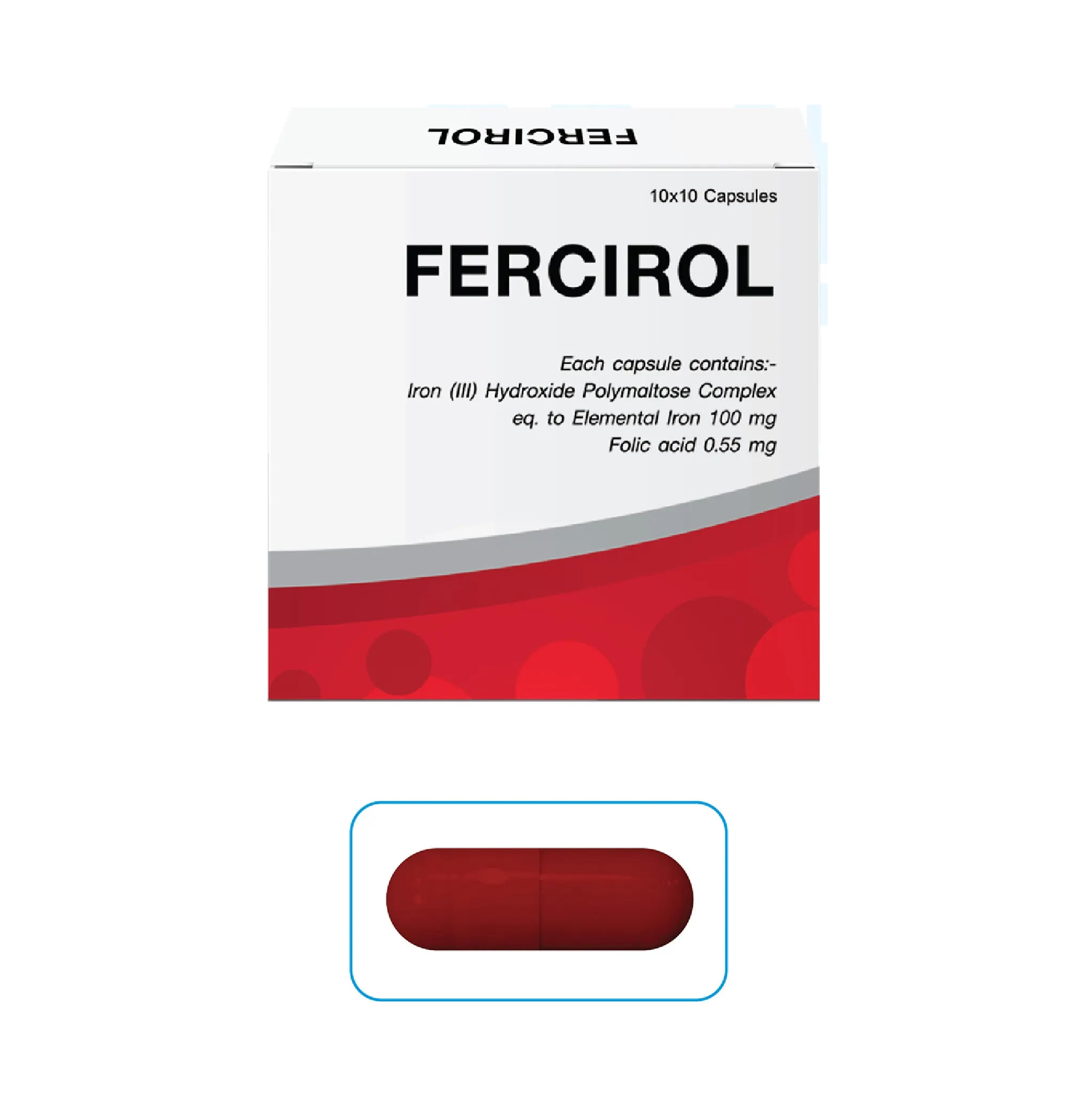 Fercirol (iron 100mg + folic 0.55mg) PROSP PHARMA (Box/100) – บ้านยาชาล ...
