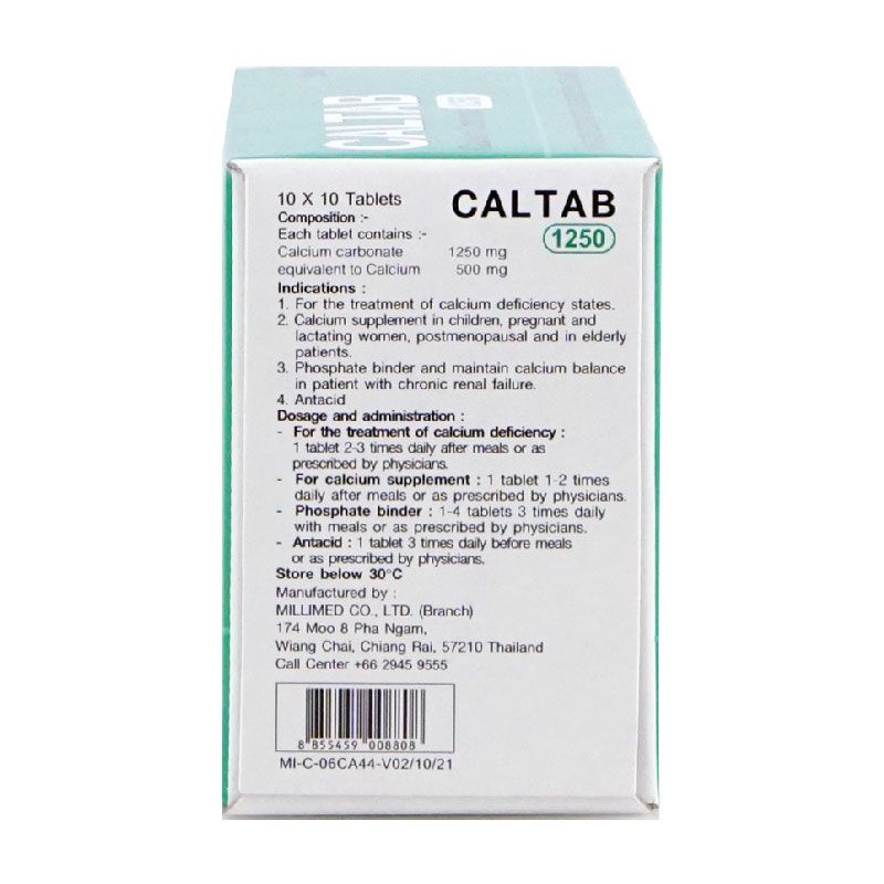Caltab 1250mg PROSP PHARMA (Box/100s) – บ้านยาชาลินน์ – Chalynn Pharmacy